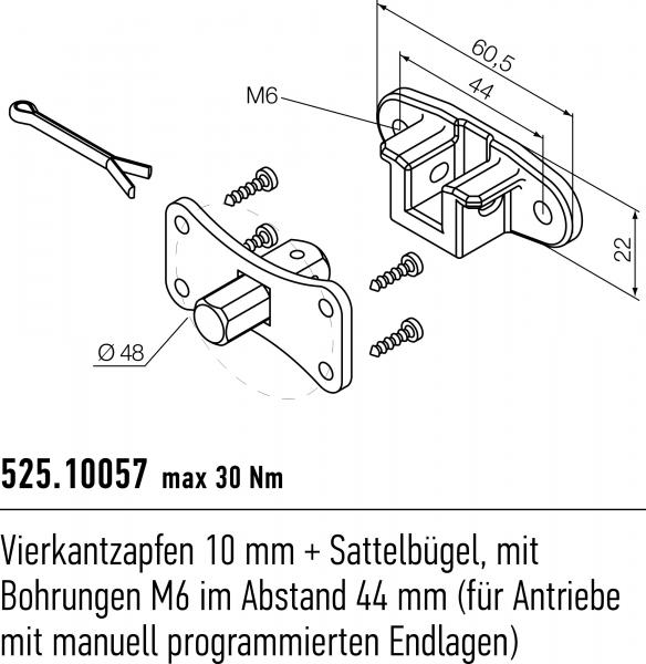 nice-direkt.de - 525.10057 Max 30 Nm Vierkantzapfen 10 mm + Sattelbügel ...